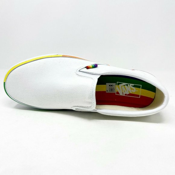 Vans | Shoes | Vans Classic Slip On Rainbow Foxing True White Lgbtq ...